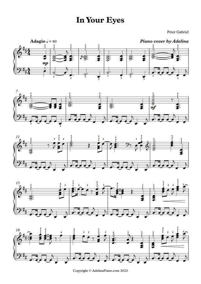 Peter Gabriel - In Your Eyes by Adelina Piano Sheet Music