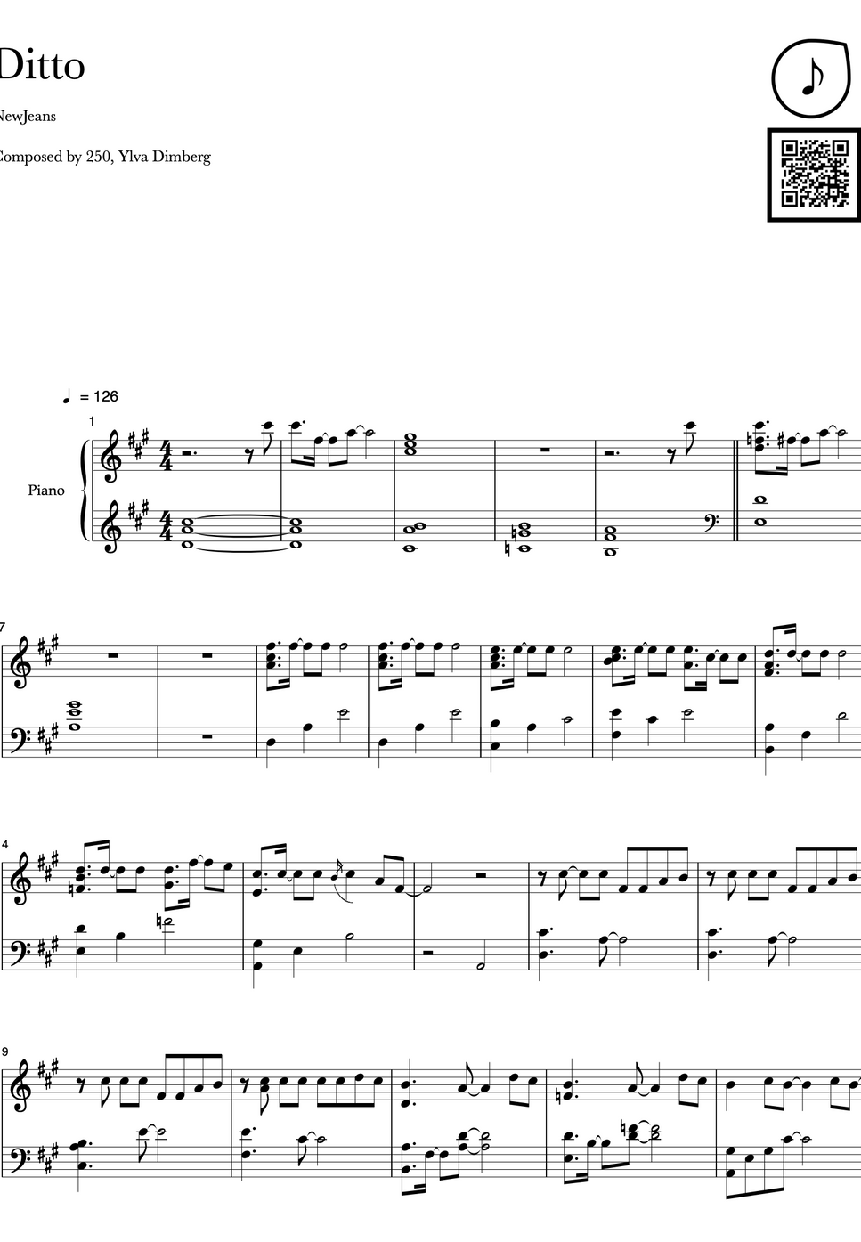 NewJeans - Ditto by relaxinpiano Sheet