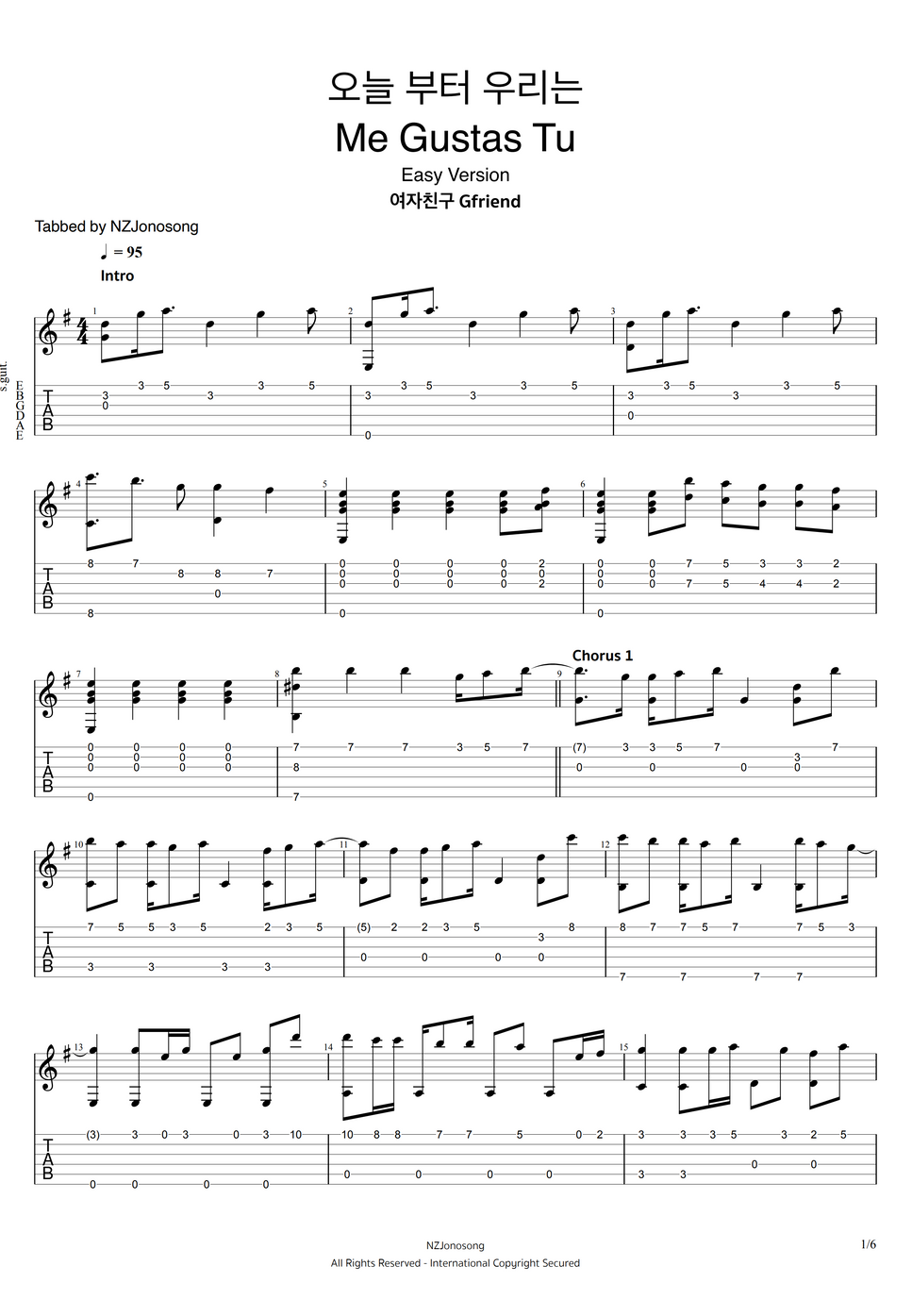 GFriend - Me Gustas Tu (Easy, 1/10) TAB by NZJonosong