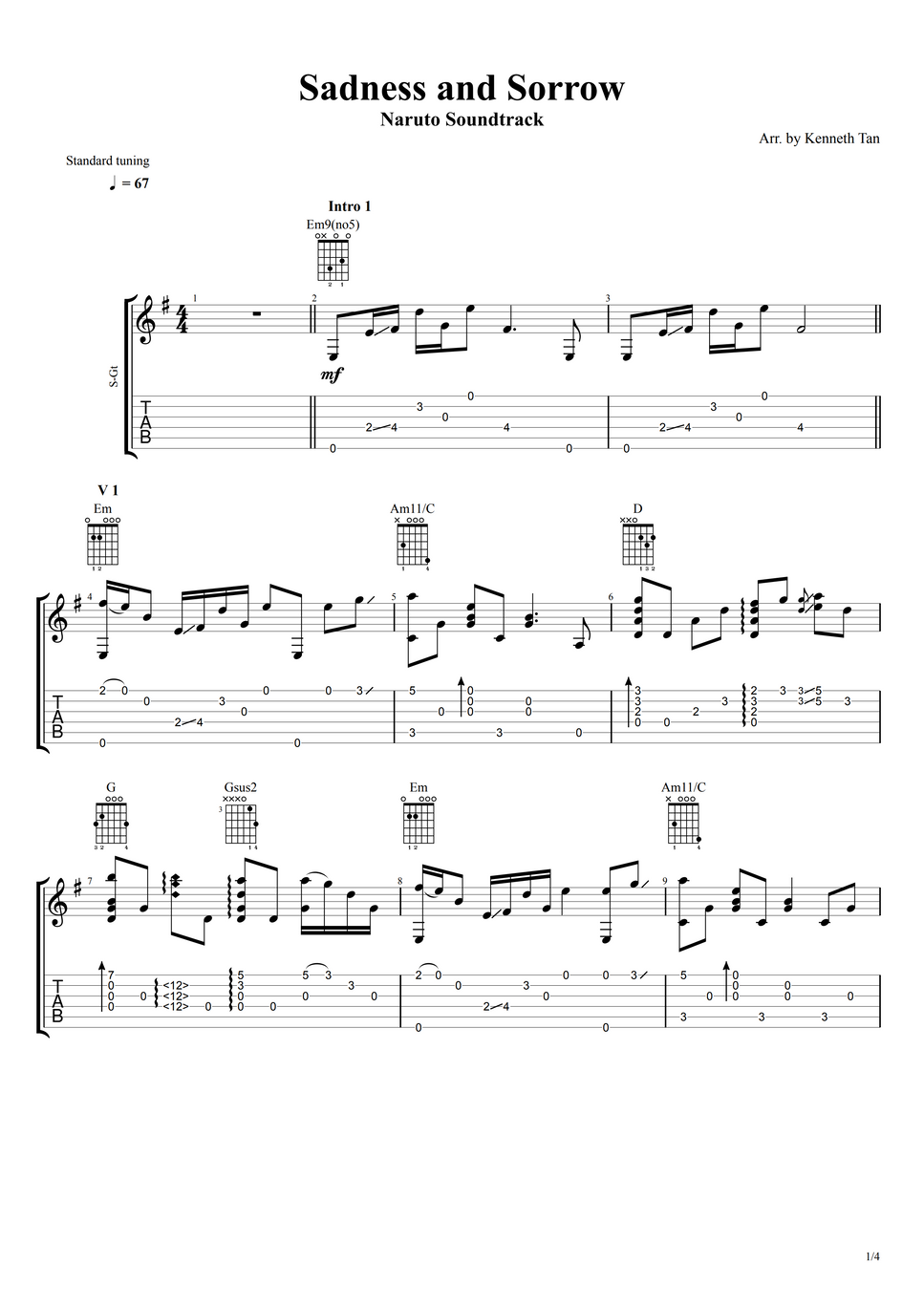 Naruto OST - Sadness and Sorrow | Fingerstyle Guitar by Kenneth ...