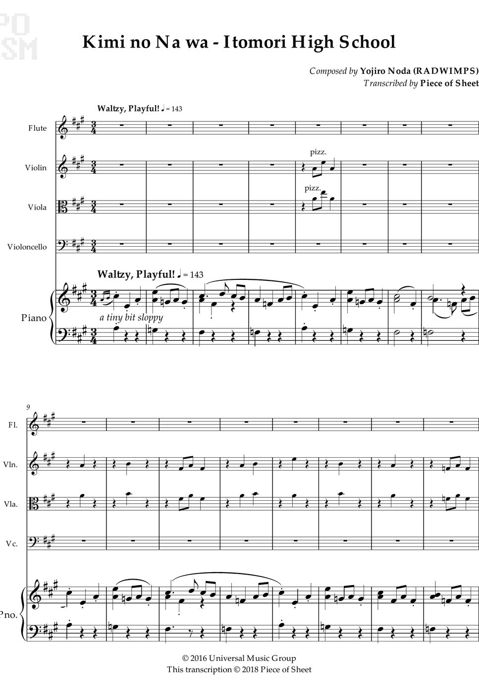 Yojiro Noda (RADWIMPS) - Itomori High School (Your Name) शीट by Piece ...