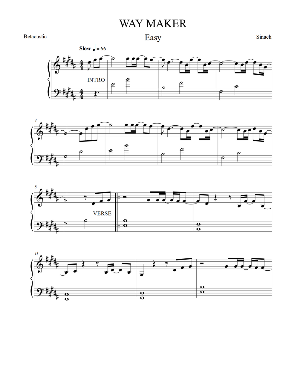 Way Maker - Sinach 악보