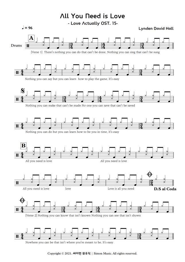 Love Actually 105 All You Need Is Love By SIMON MUSIC Sheet love-actually-105-all-you-need-is-love-by-simon-music-sheet