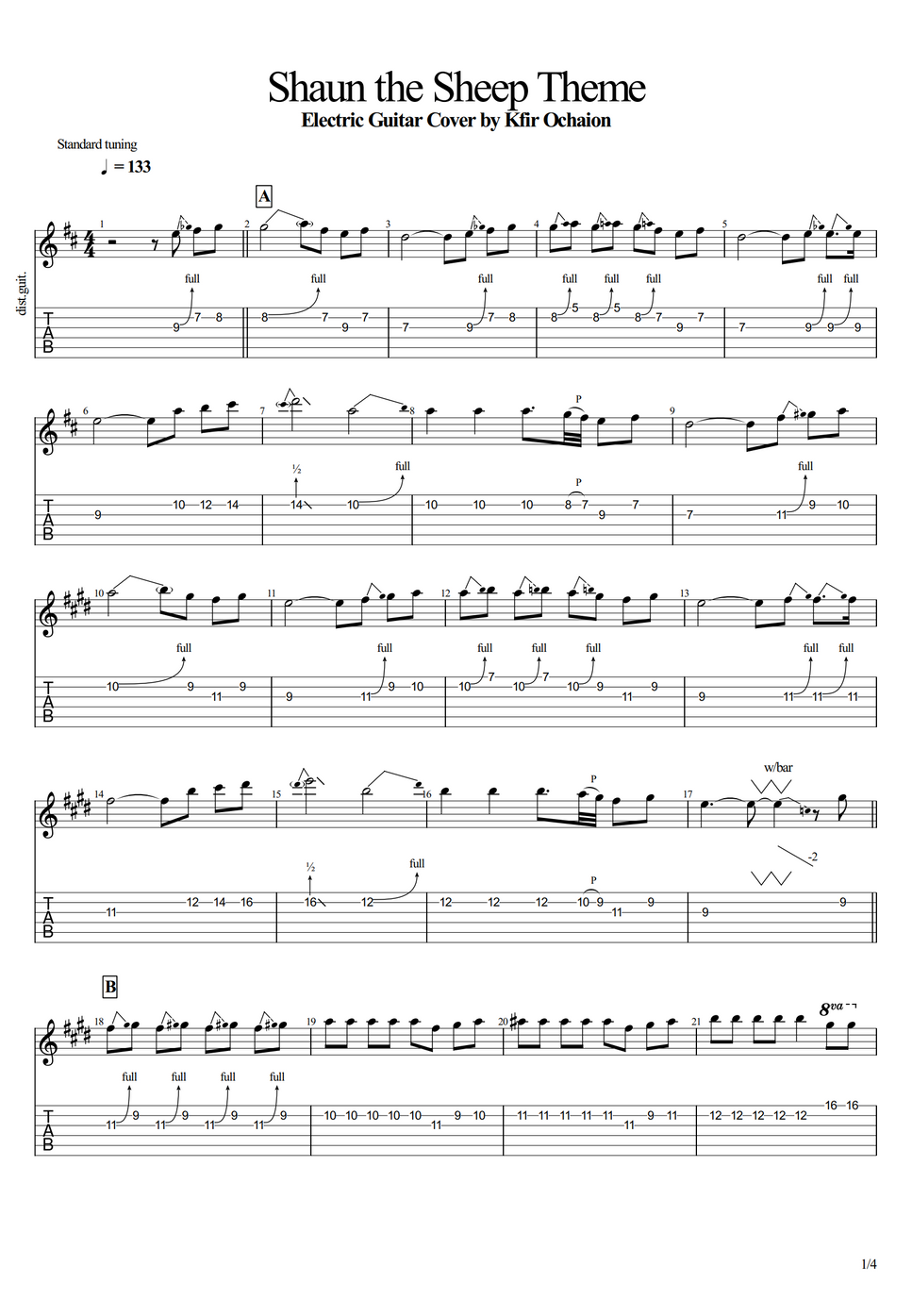 Shaun the Sheep - Shaun the Sheep Theme by Kfir Ochaion Sheet