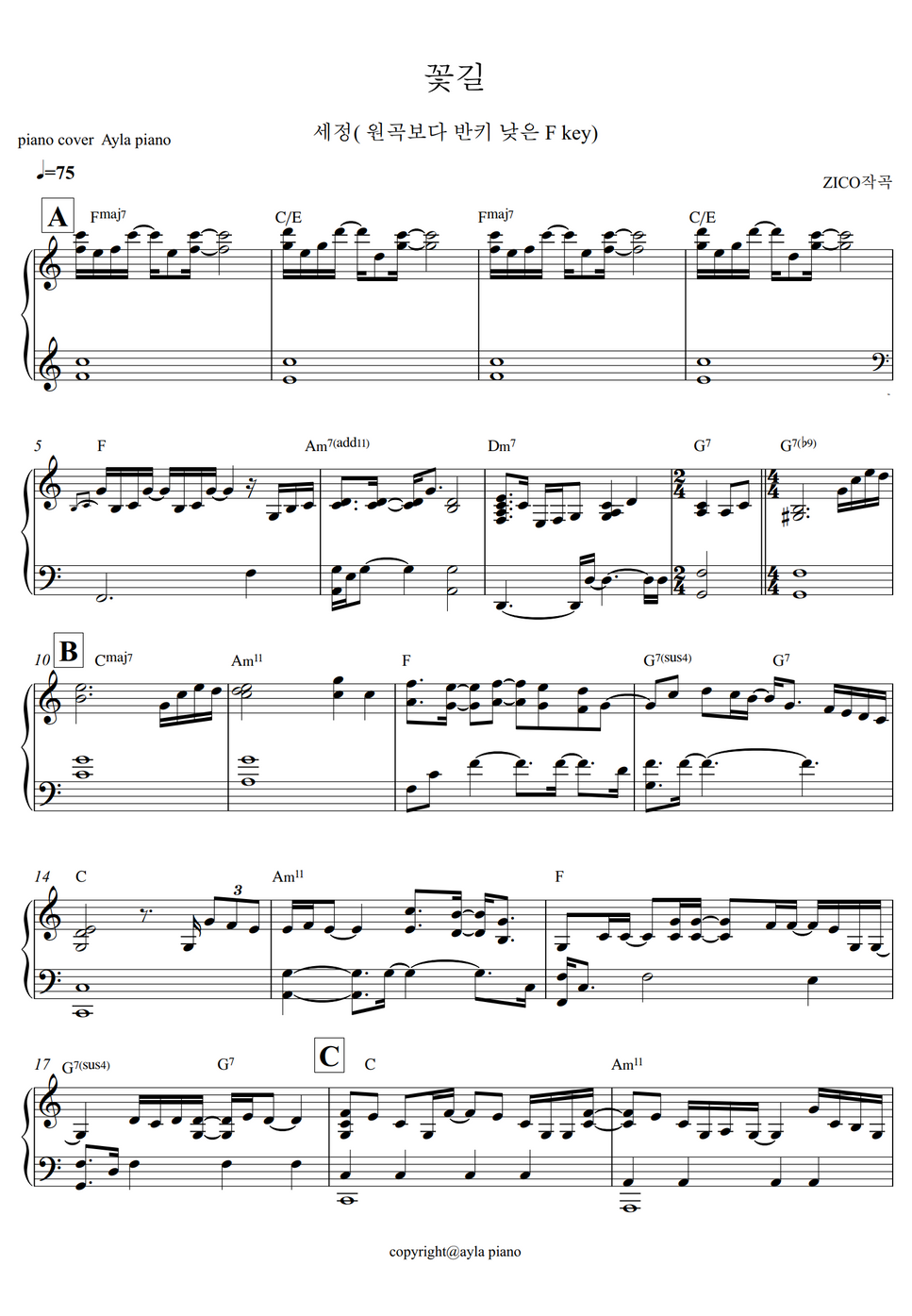 SEJEONG(gugudan) - Flower way by Ayla piano Notenblatt