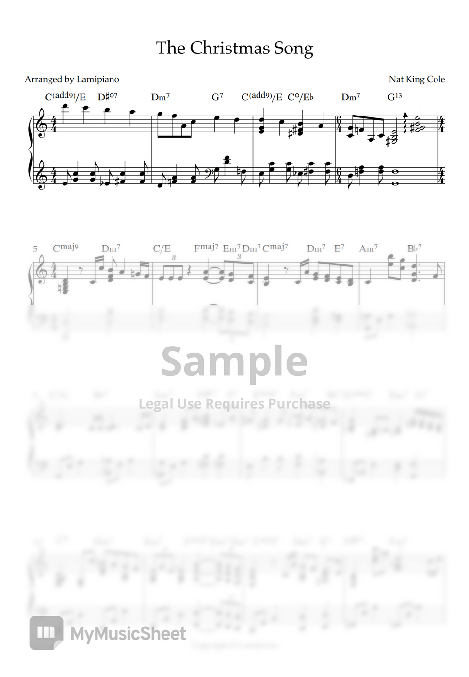 Nat King Cole - The Christmas Song (Jazz Ballad) Hoja by Lamipiano