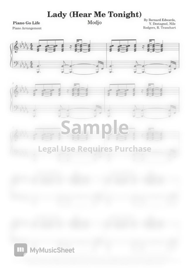 Modjo - Lady (Hear Me Tonight) by Piano Go Life Sheet Music