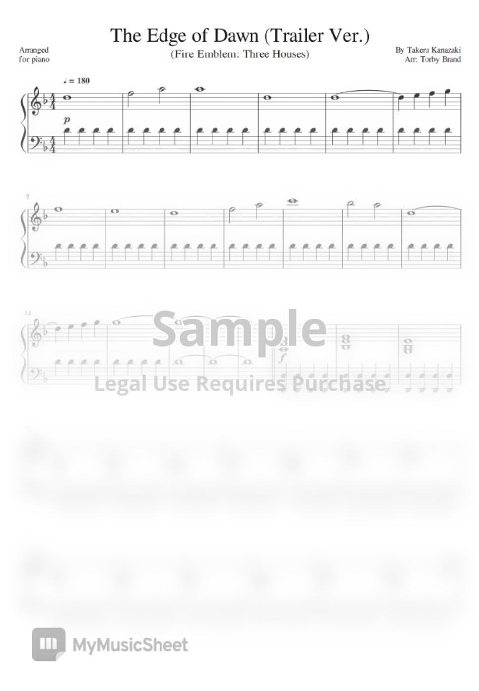 Fire Emblem: Three Houses - The Edge of Dawn by Torby Brand Partitura