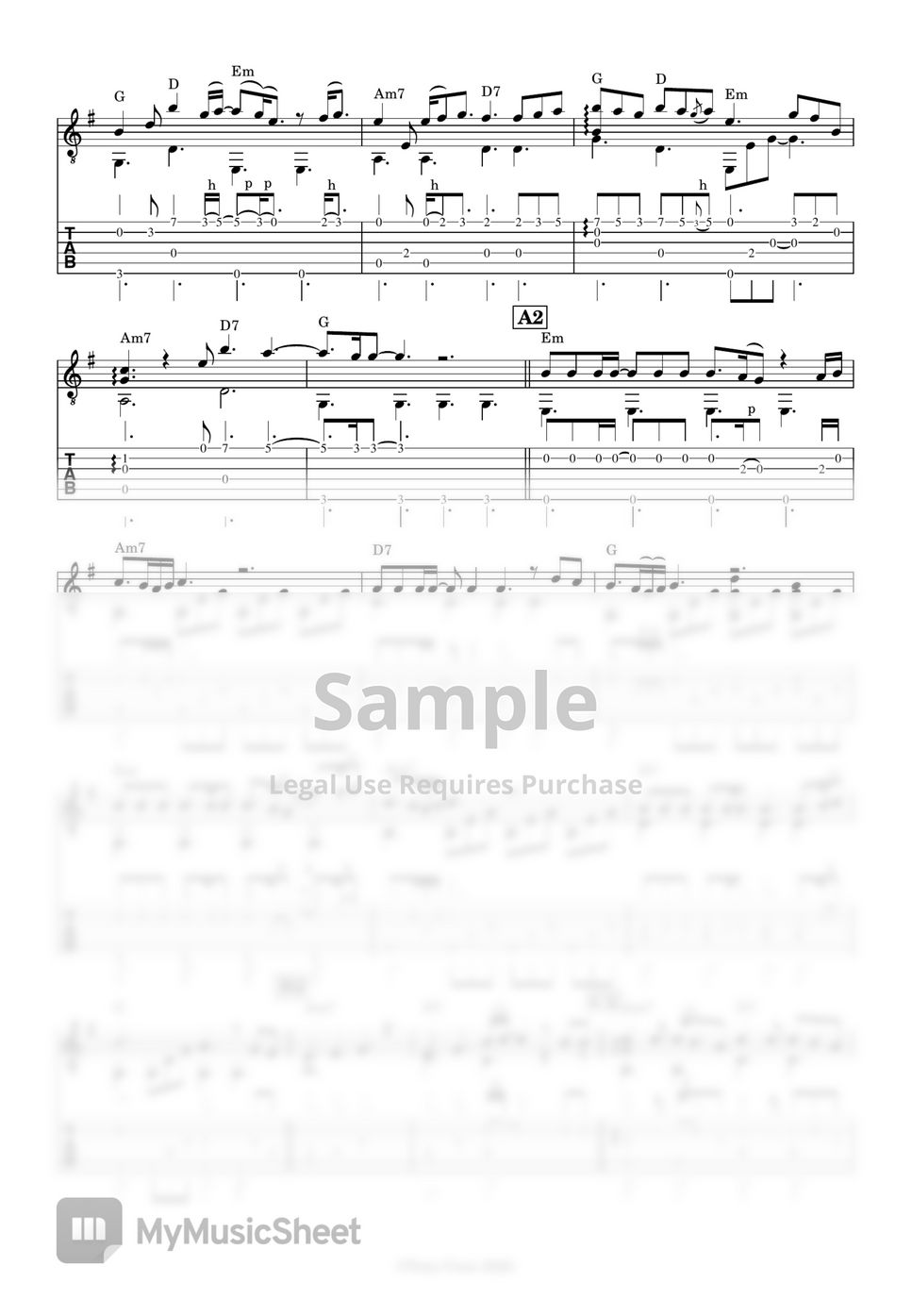 Joji - Glimpse of Us (Fingerstyle) Tab + lembaran musik pertama by Yuta Ueno