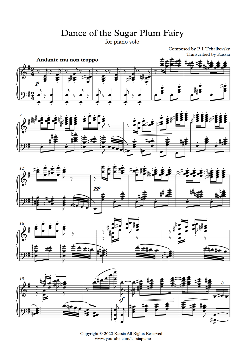 Tchaikovsky - Dance of the Sugar Plum Fairy (Nutcracker) by Kassia Sheet