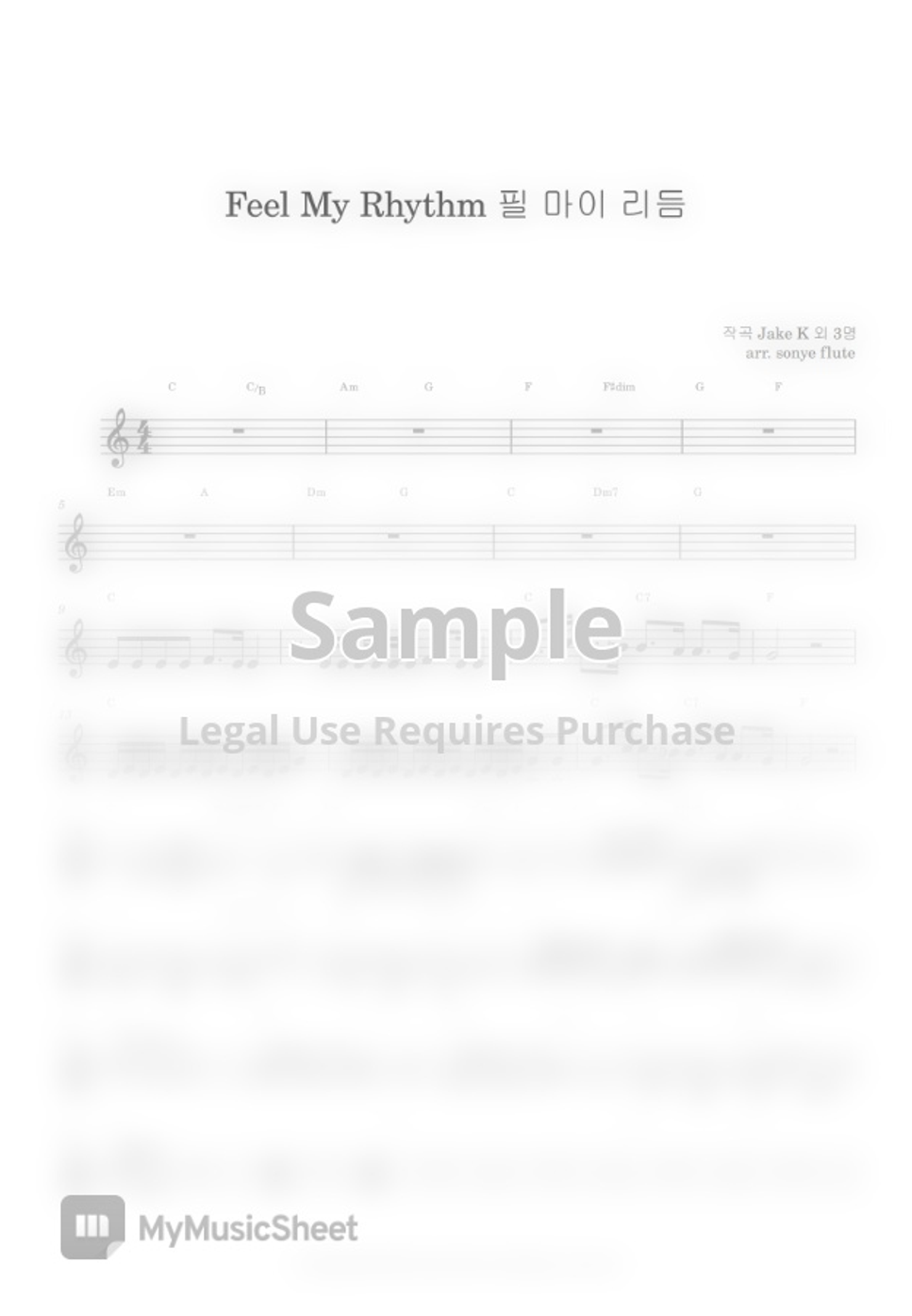 Red Velvet - Feel My Rhythm (Flute Sheet Music Easy) แผ่น by sonye flute