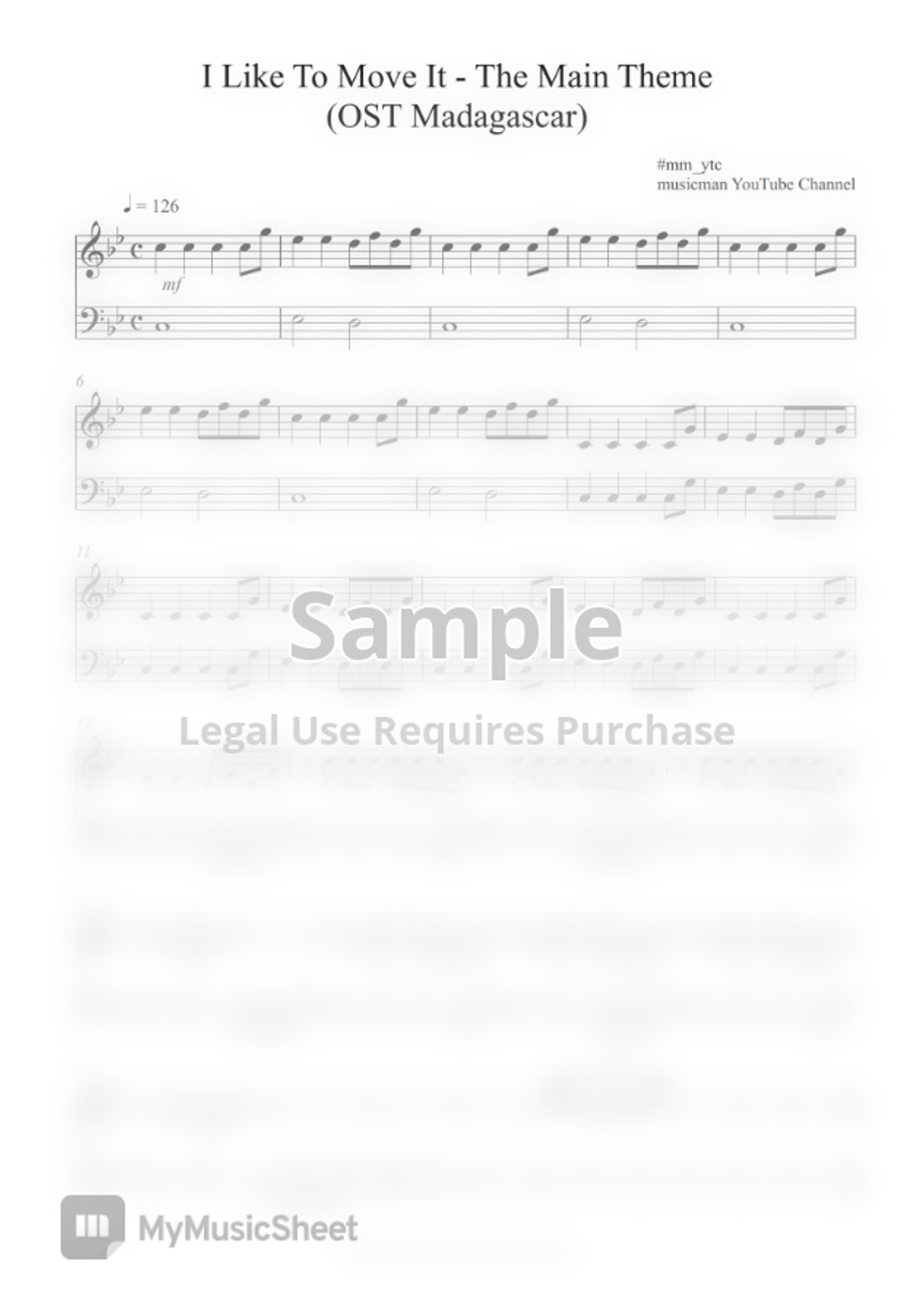 (OST Madagascar) - I Like To Move It - The Main Theme by musicman Sheet