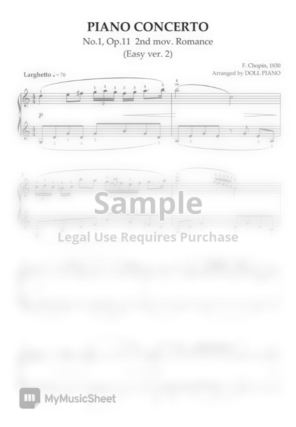 F. Chopin - Chopin Piano Concerto No.1-2 Romance (Very Easy ver.) by ...