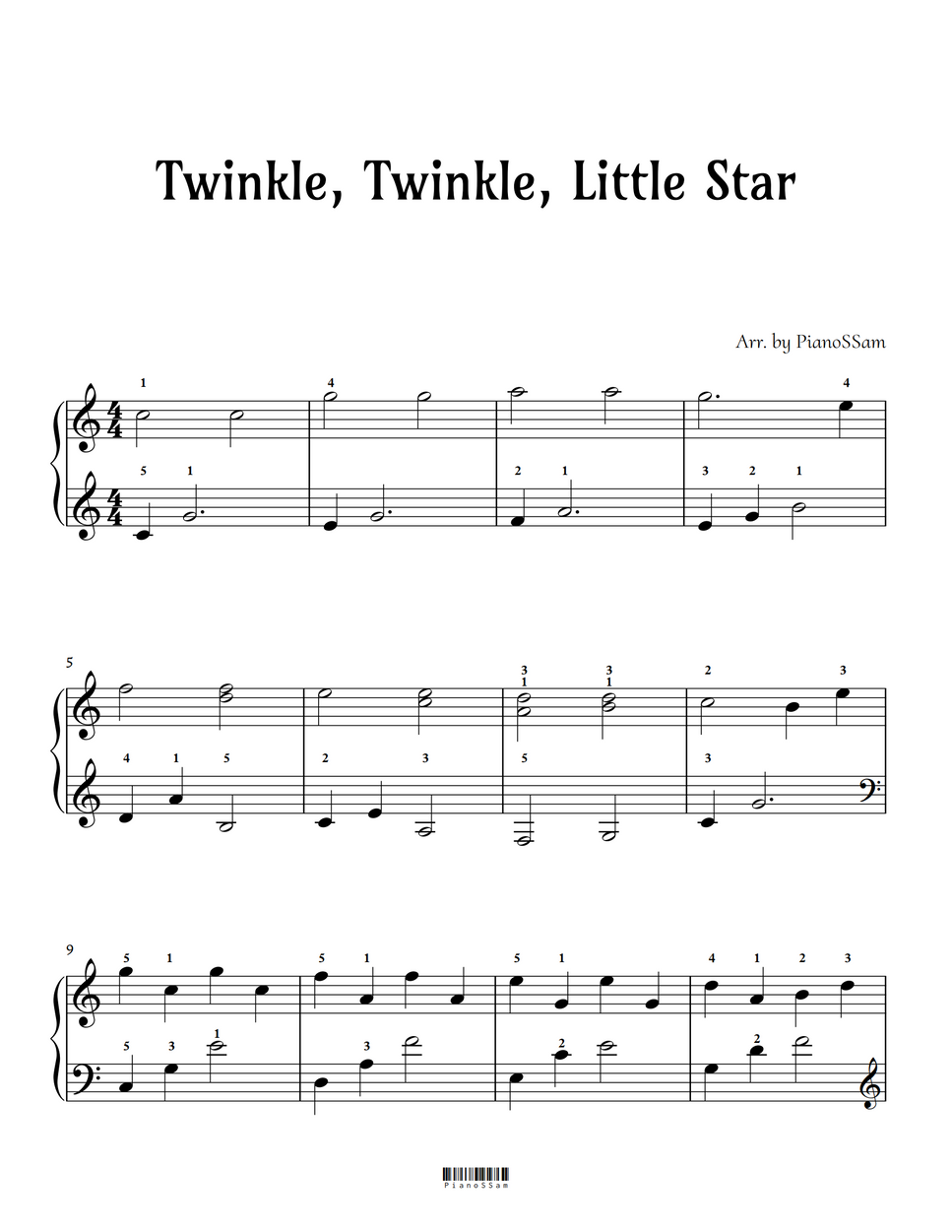 반짝반짝작은별 - [Easy] Twinkle, Twinkle, Little Star | Piano Arrangement in C ...