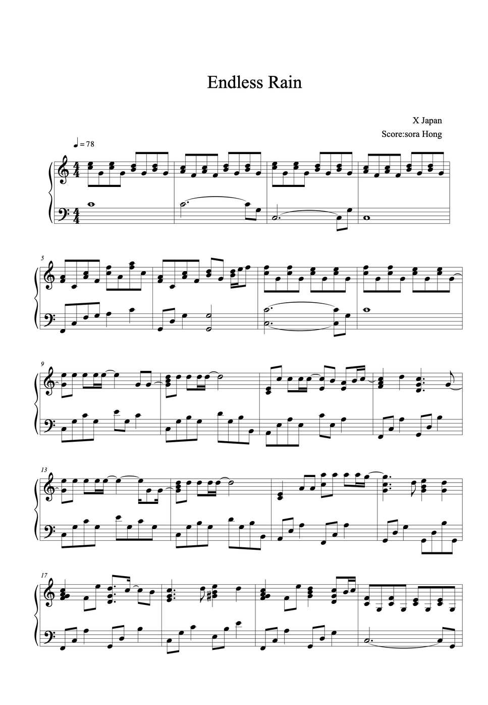 X Japan - Endless Rain (CM) by sora Hong Lembar Musik