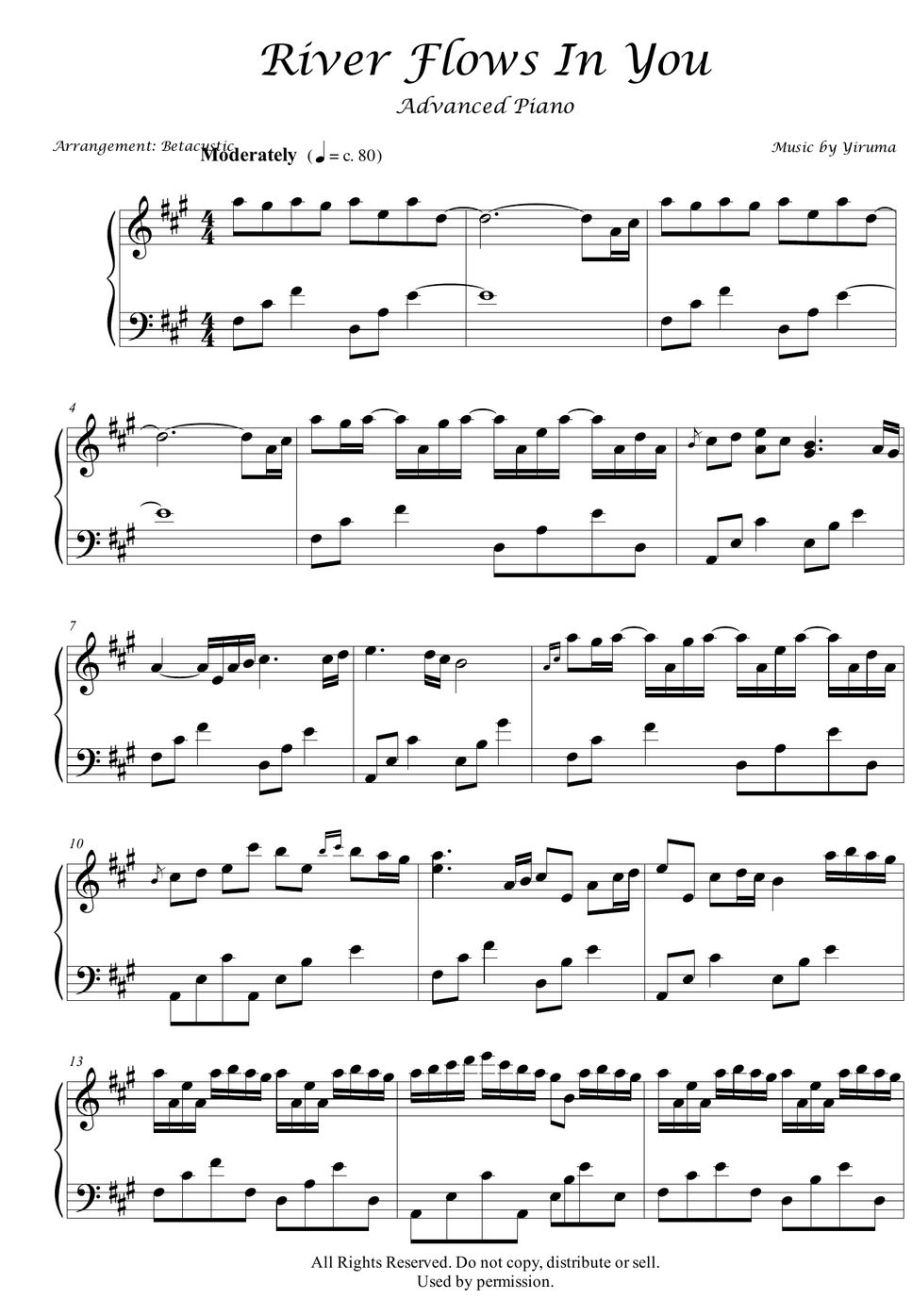 Yiruma River Flows In You Easypiano Sheet By Betacustic