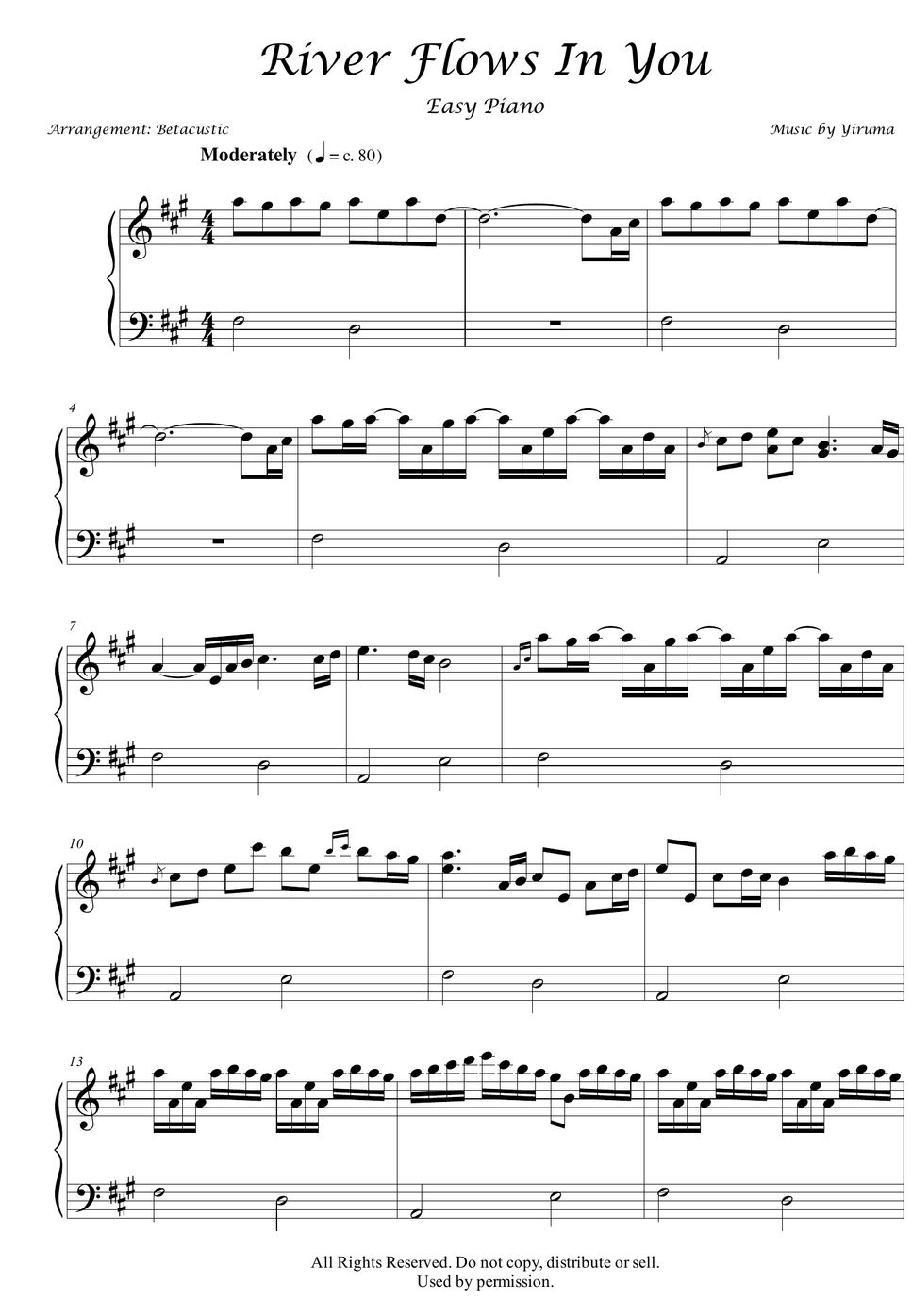 Yiruma - River Flows In You (Easy Piano) Partition musicale by Betacustic