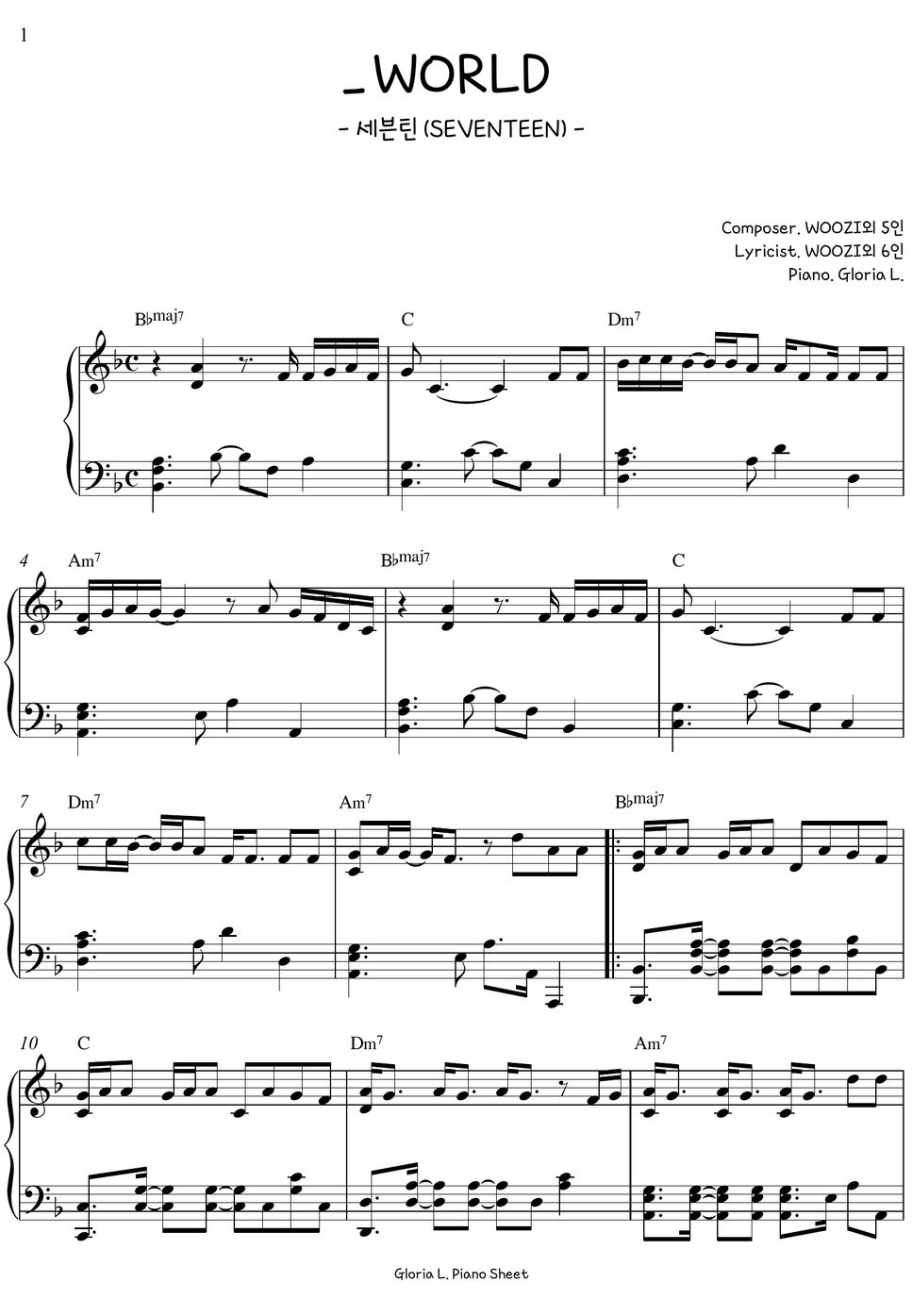 세븐틴 (SEVENTEEN) - _WORLD 曲谱 by Gloria L.