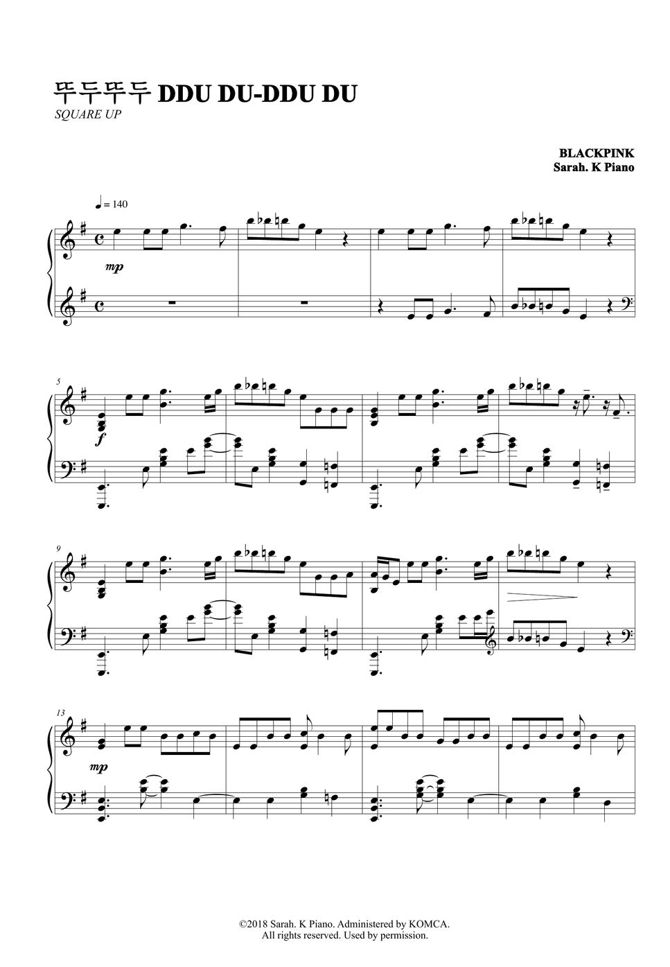 BlackPink - Ddu-Du-Ddu-Du by Sarah.K Piano Sheet