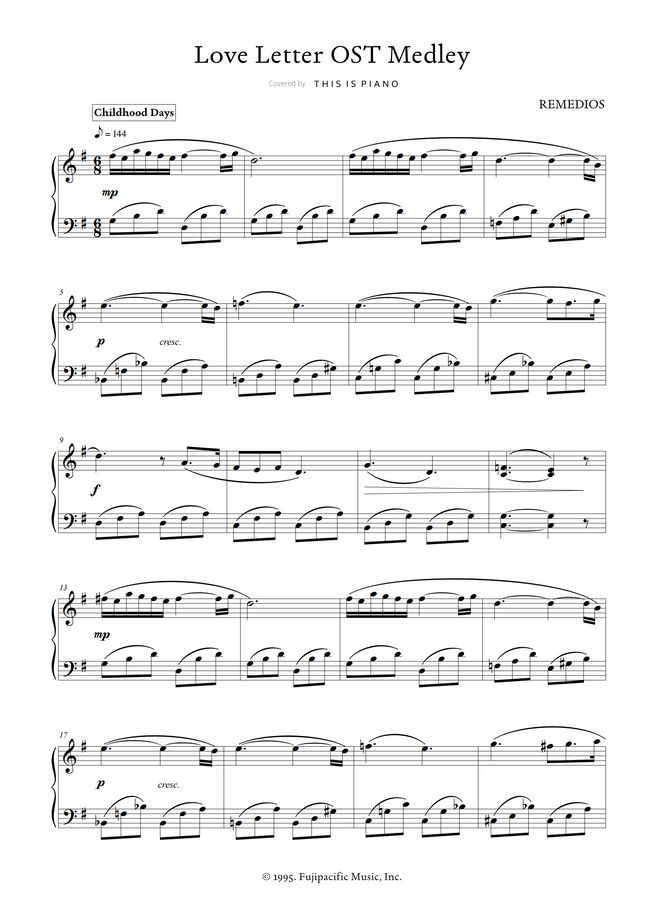Love Letter - OST(Medley) by THIS IS PIANO Sheet Music