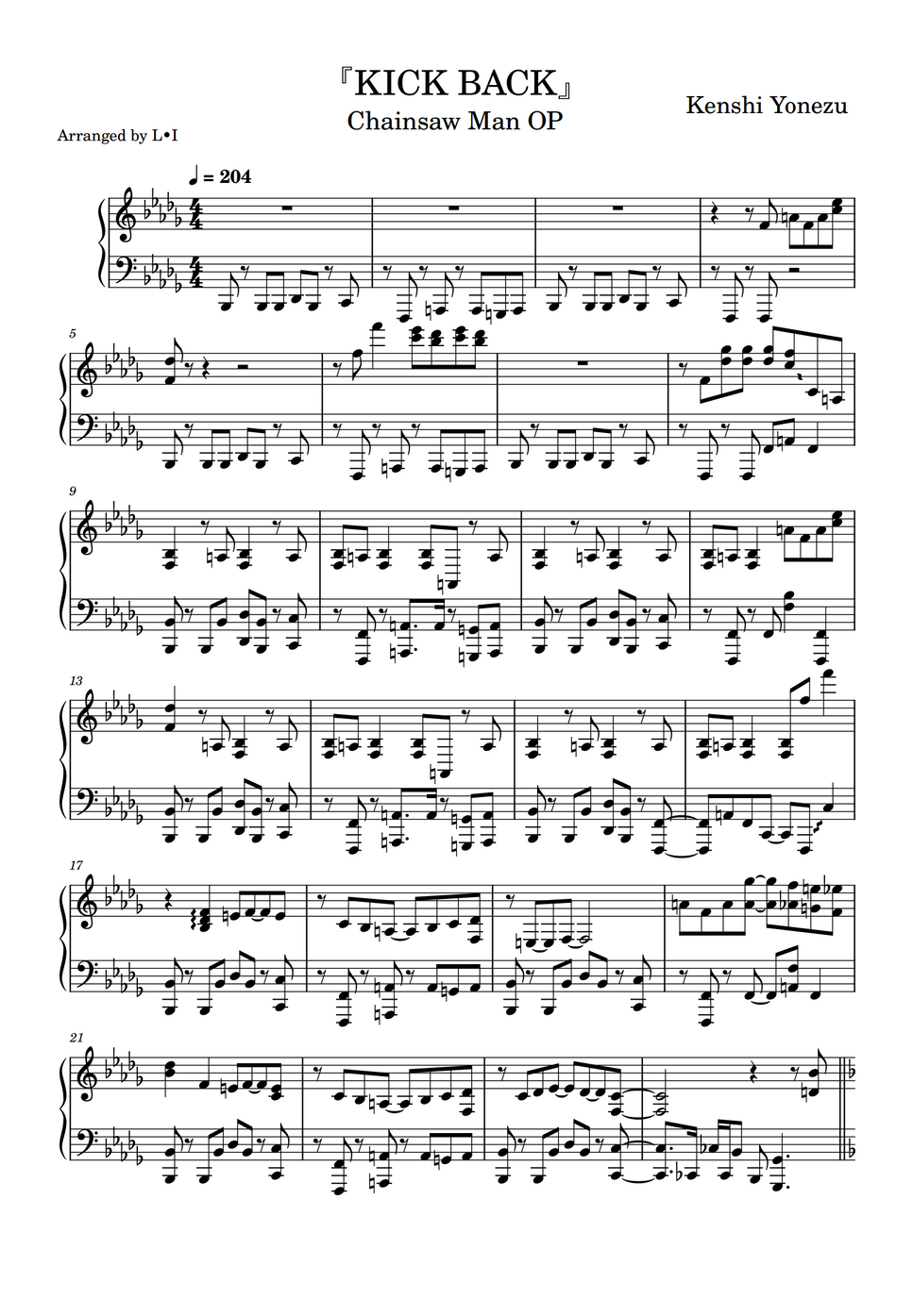 Kenshi Yonezu - 『KICK BACK』 by L•I Sheet