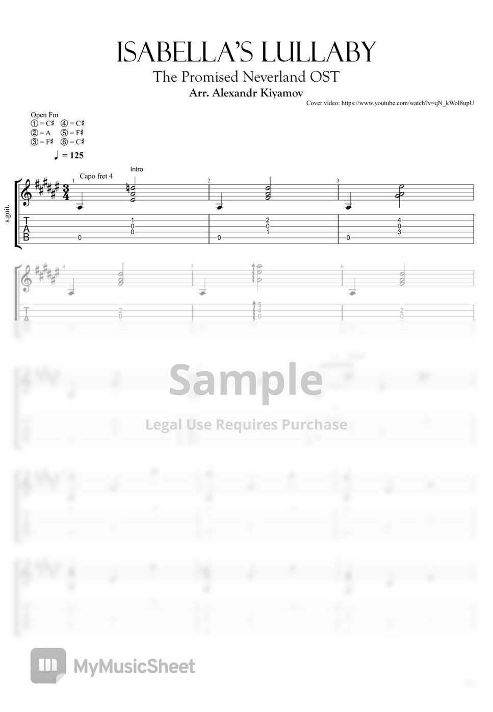 The Promised Neverland - Isabella's lullaby TAB by Alexandr Kiyamov