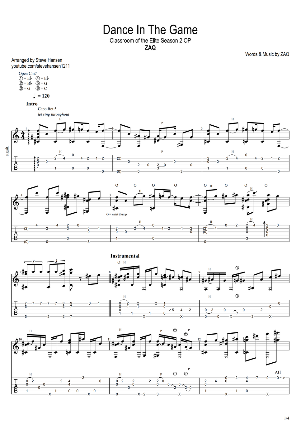 ZAQ - Dance In The Game - Classroom of the Elite Season 2 OP by Steve Hansen نقر + طبقة واحدة نوتة
