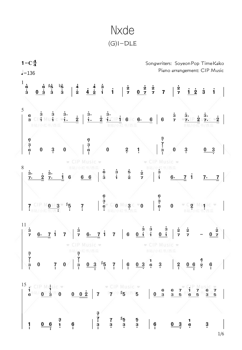 (G)I-DLE - Nxde (2 versions) by CIP Music Sheet