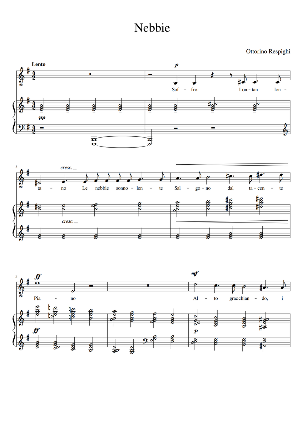 O.Respighi - Nebbie (Emin) Sheet by noten(노튼)