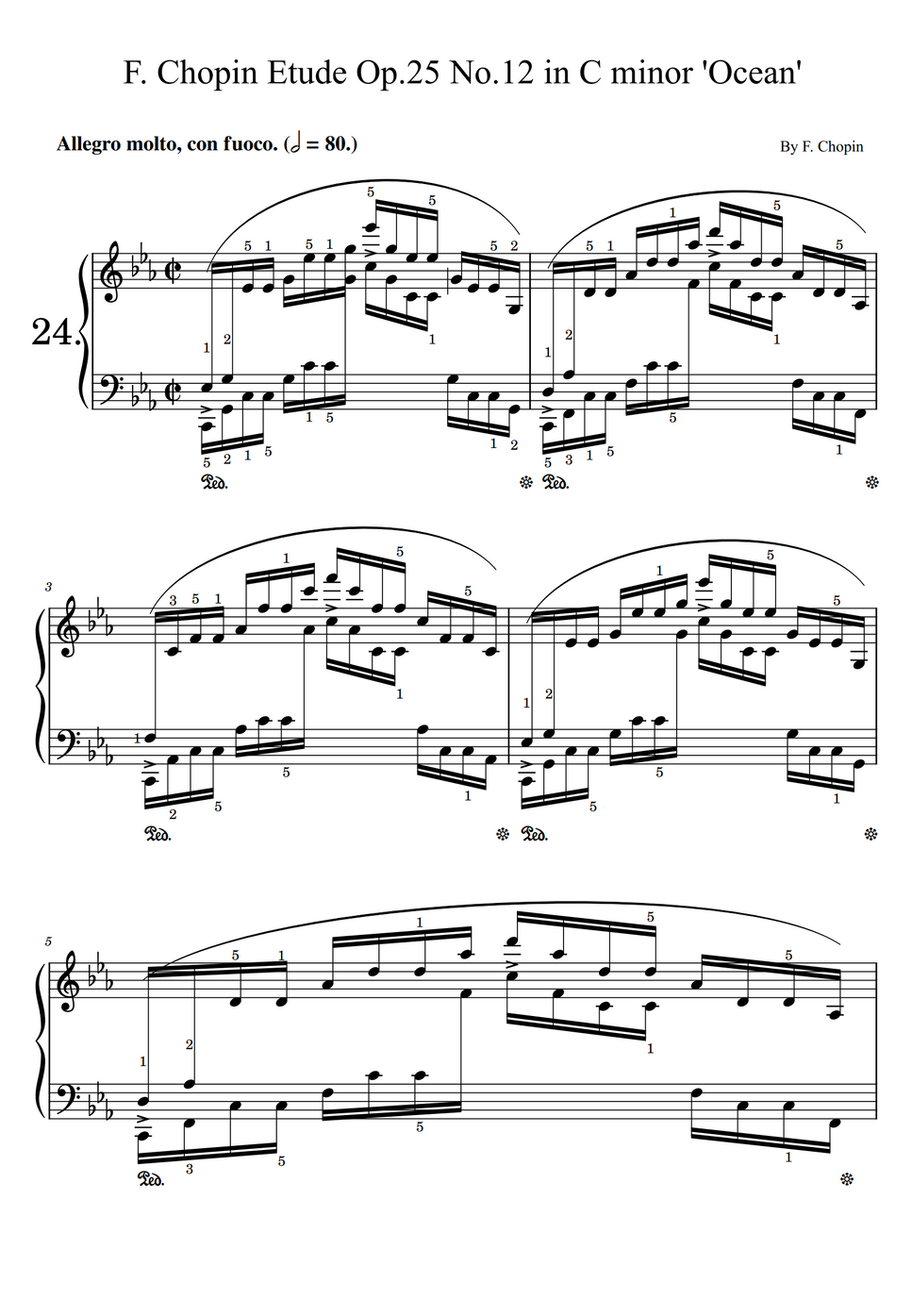 F. Chopin - Etude Op.25 No.12 in C minor 'Ocean' ((With Finger Number),Original Edition,For ...