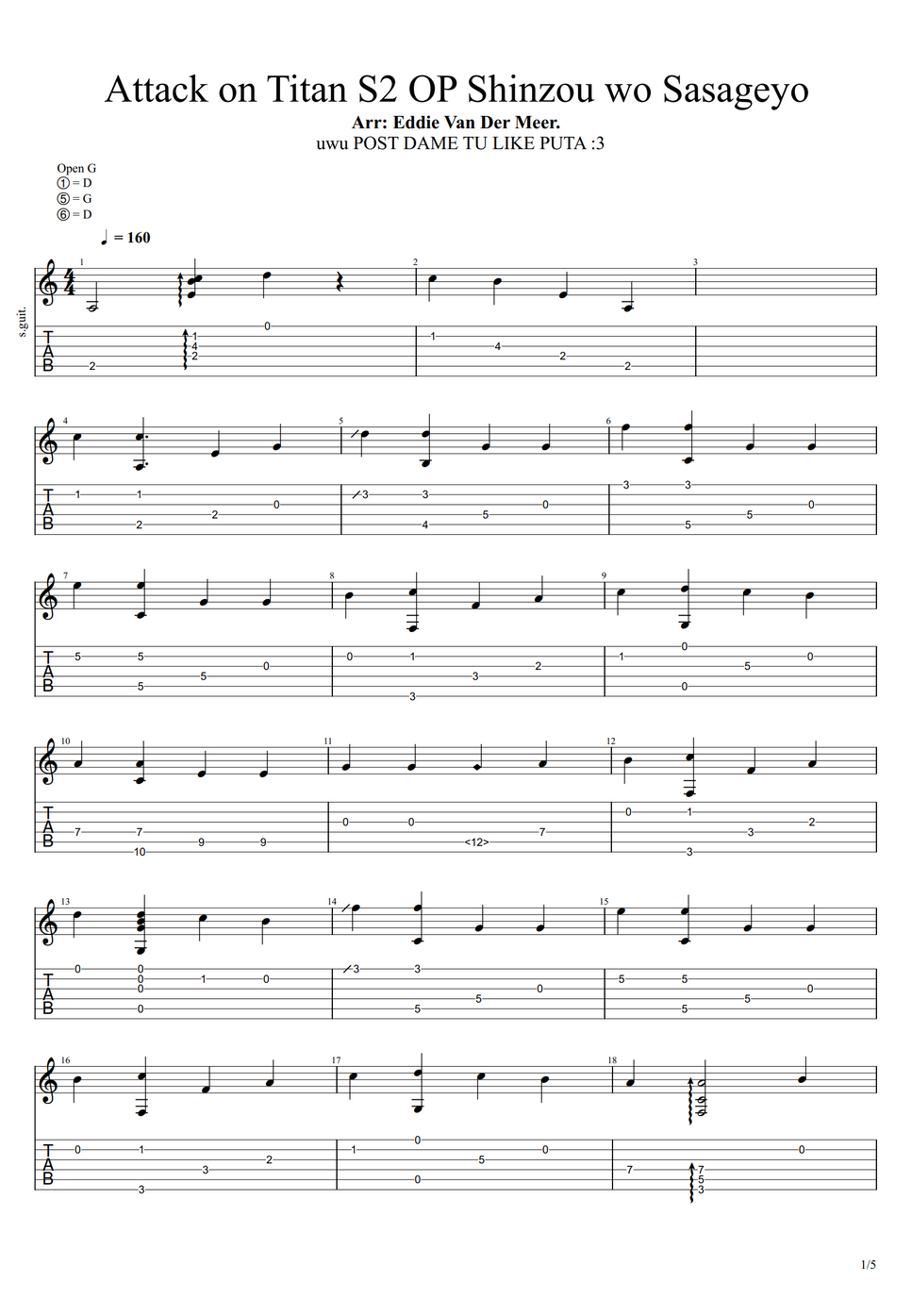 Attack on Titan Season 2 - Shinzou wo Sasageyo! (fingerstyle) by eddie ...