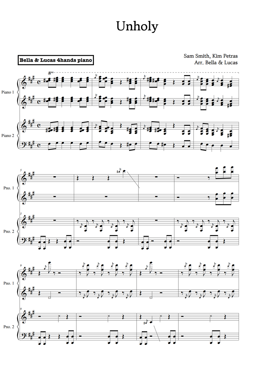 Sam Smith - Unholy by BELLA&LUCAS 악보