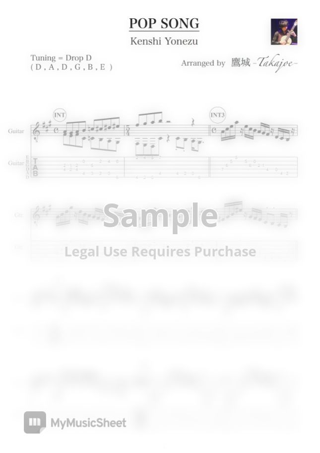 Kenshi Yonezu - POP SONG by Takajoe tab Sheet Music
