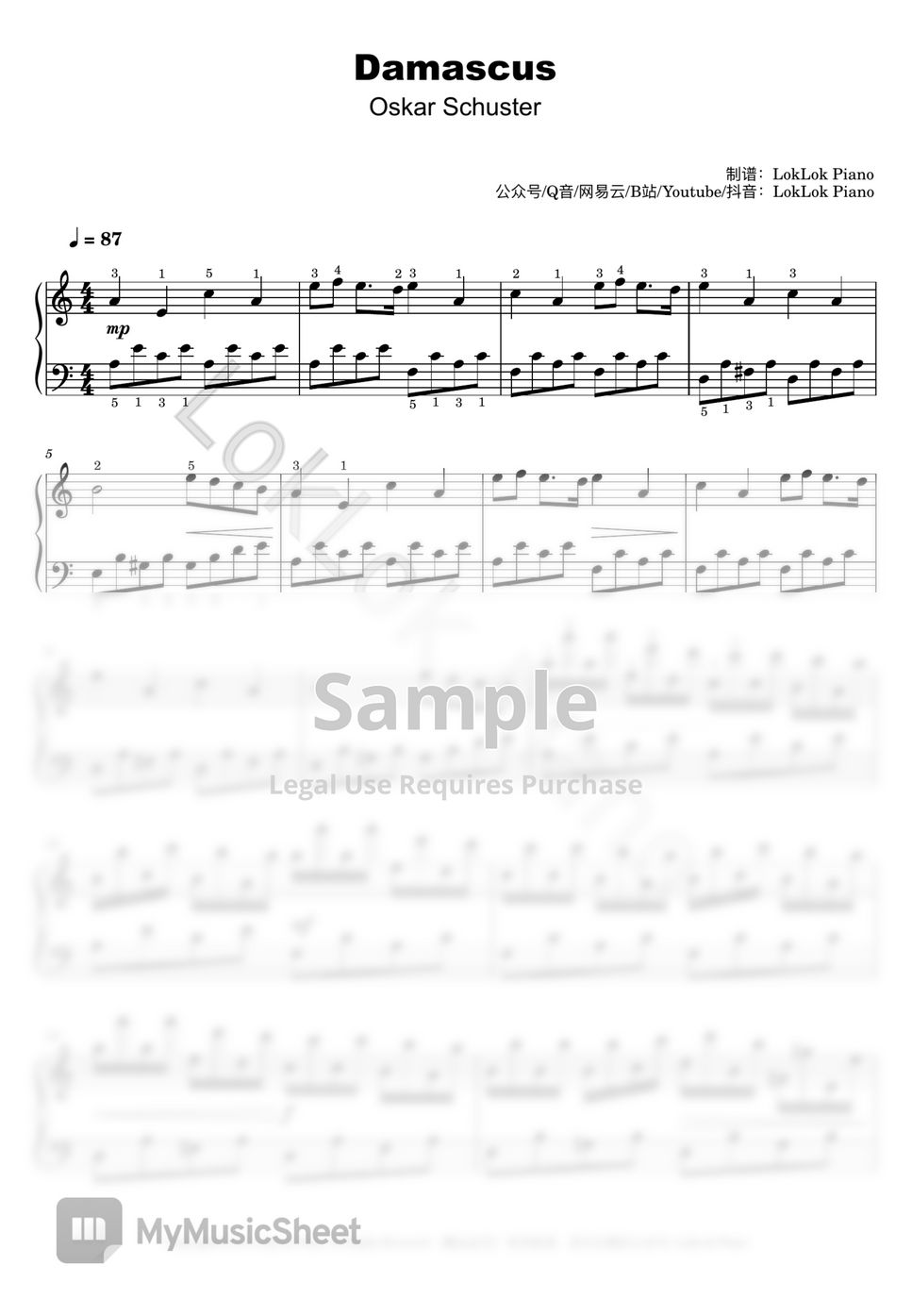 Oskar Schuster - Damascus Sheet by LokLok Piano