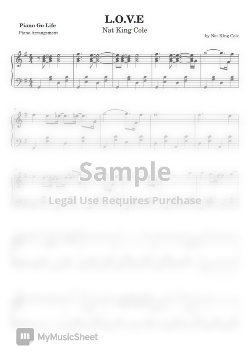 Nat King Cole - L.O.V.E by Piano Go Life نوتة