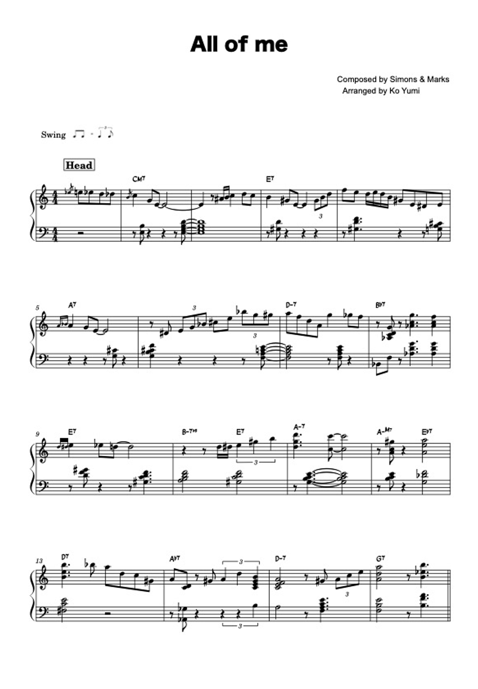 Simons & Marks - All of me (Jazz Trio Ver.(+MR)) by KoYumi Music 樂譜