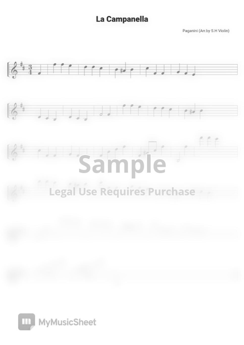 Paganini - La Campanella by S.H Violin Sheet