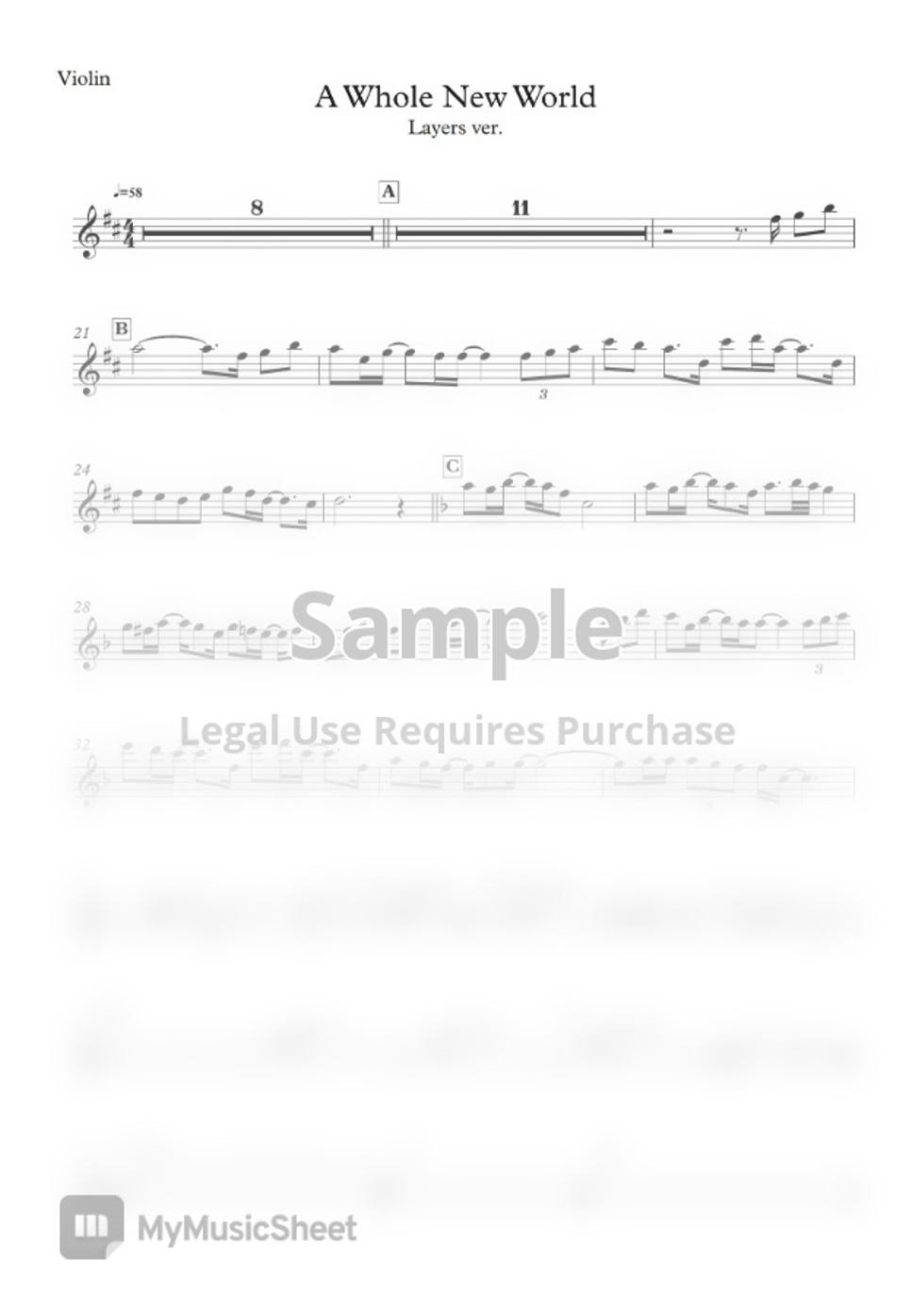 A Whole New World (from 'Aladdin') (Violin,Cello,Piano) - LAYERS ver / 알라딘 주제곡 레이어스 버전 نوتة