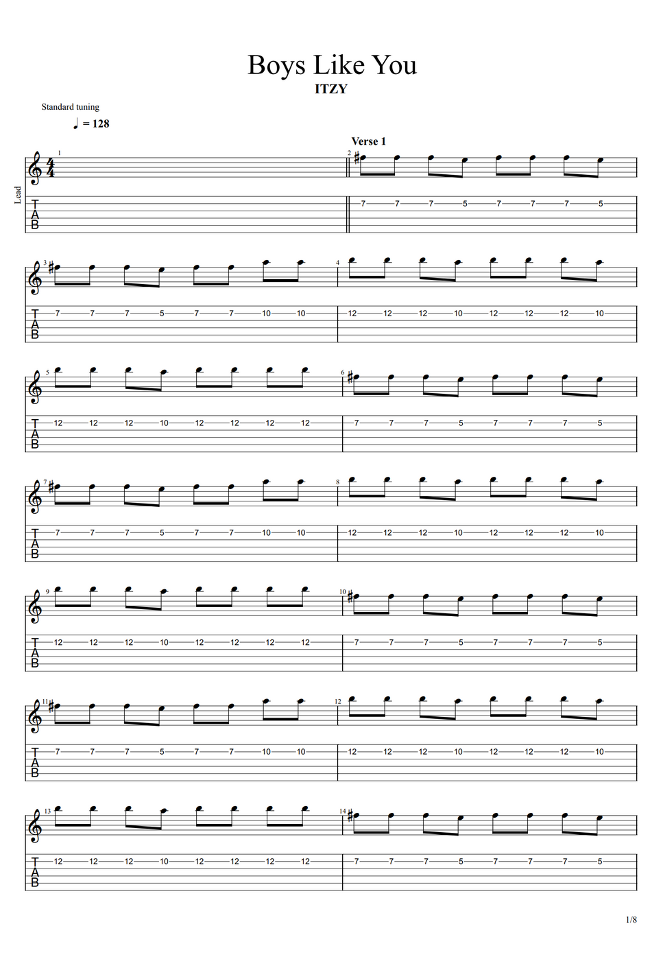 ITZY - Boys Like You by Rob Ethereal Lembar Musik