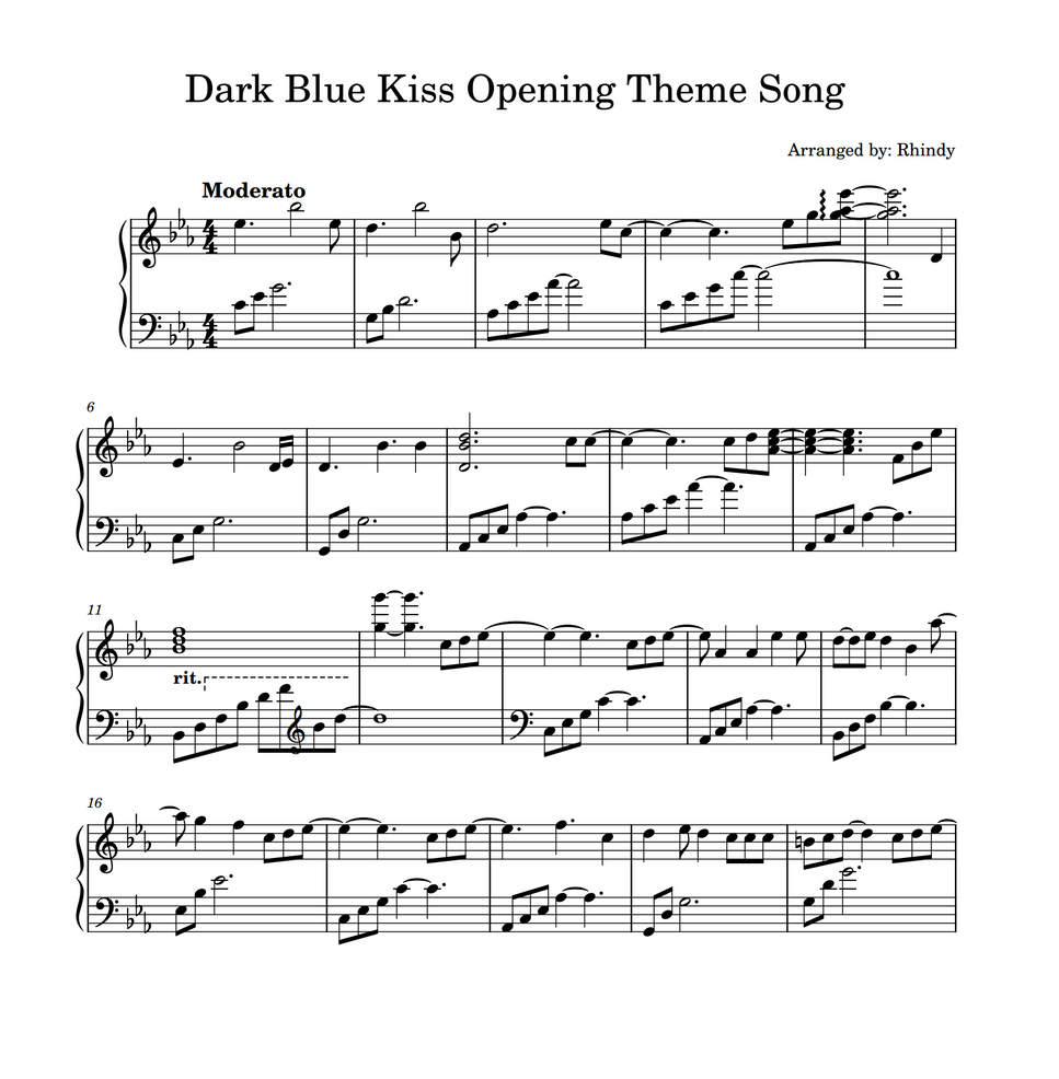 Dark Blue Kiss - Opening Instrumental by Rhindy Sheet