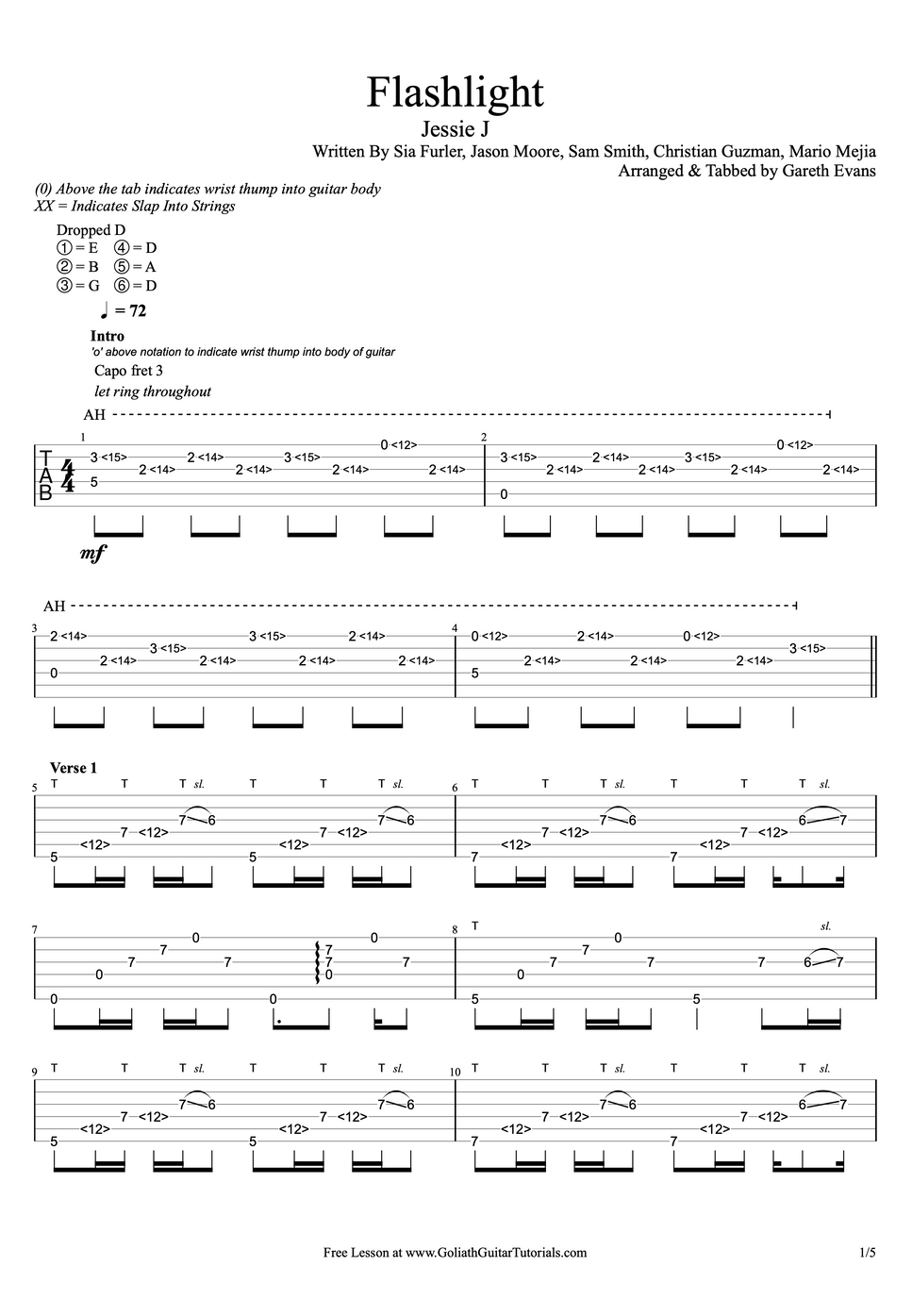 Jessie J - Flashlight (Fingerstyle) by Gareth Evans Partitura