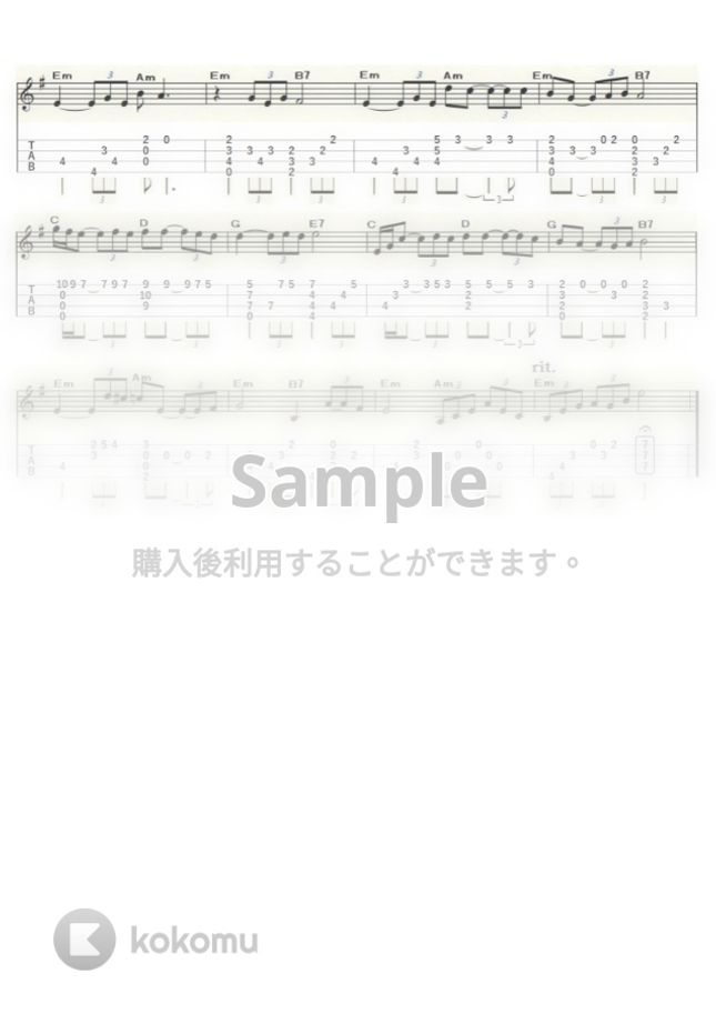 The Brothers Four - GREENFIELDS (ｳｸﾚﾚｿﾛ / Low-G / 中級) by ukulelepapa tab 楽譜