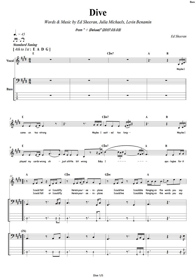 Dive - Ed Sheeran | Drums 드럼 Sheet Music
