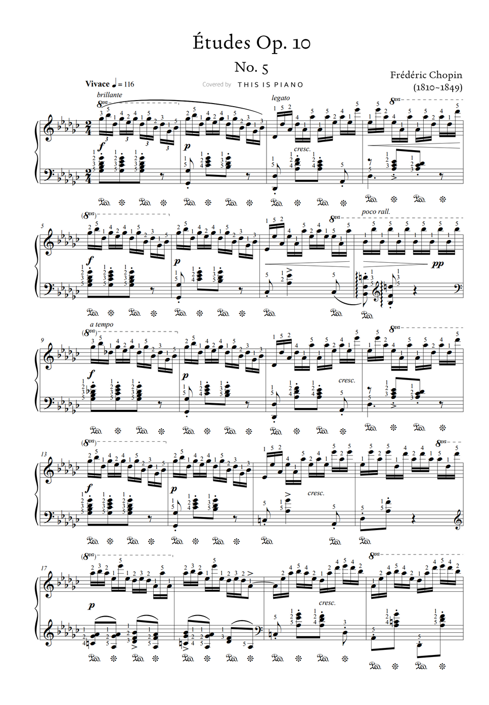 F.Chopin - Etude Op.10 No.5 (Black Keys) by THIS IS PIANO Notenblatt