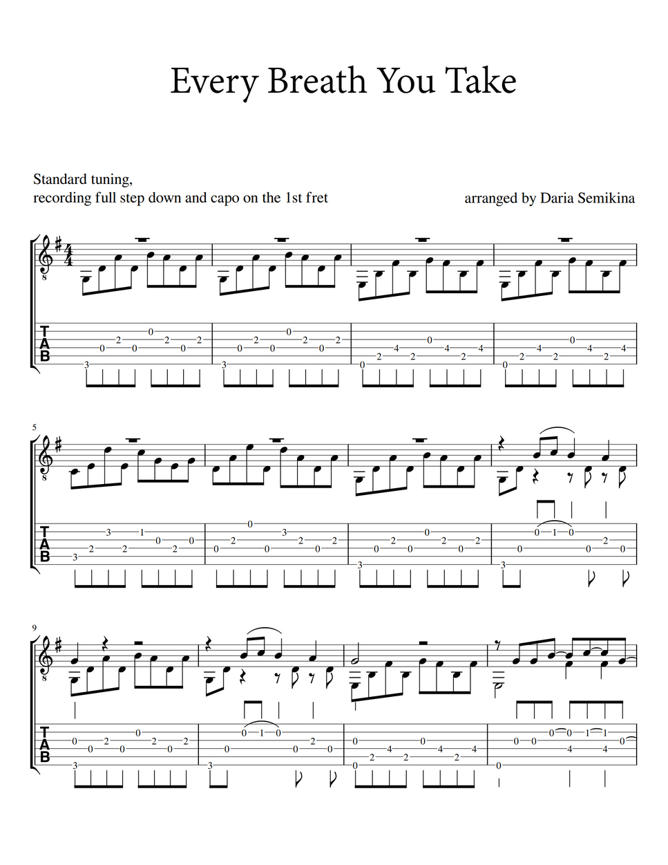 The Police - Every Breath You Take Partitura