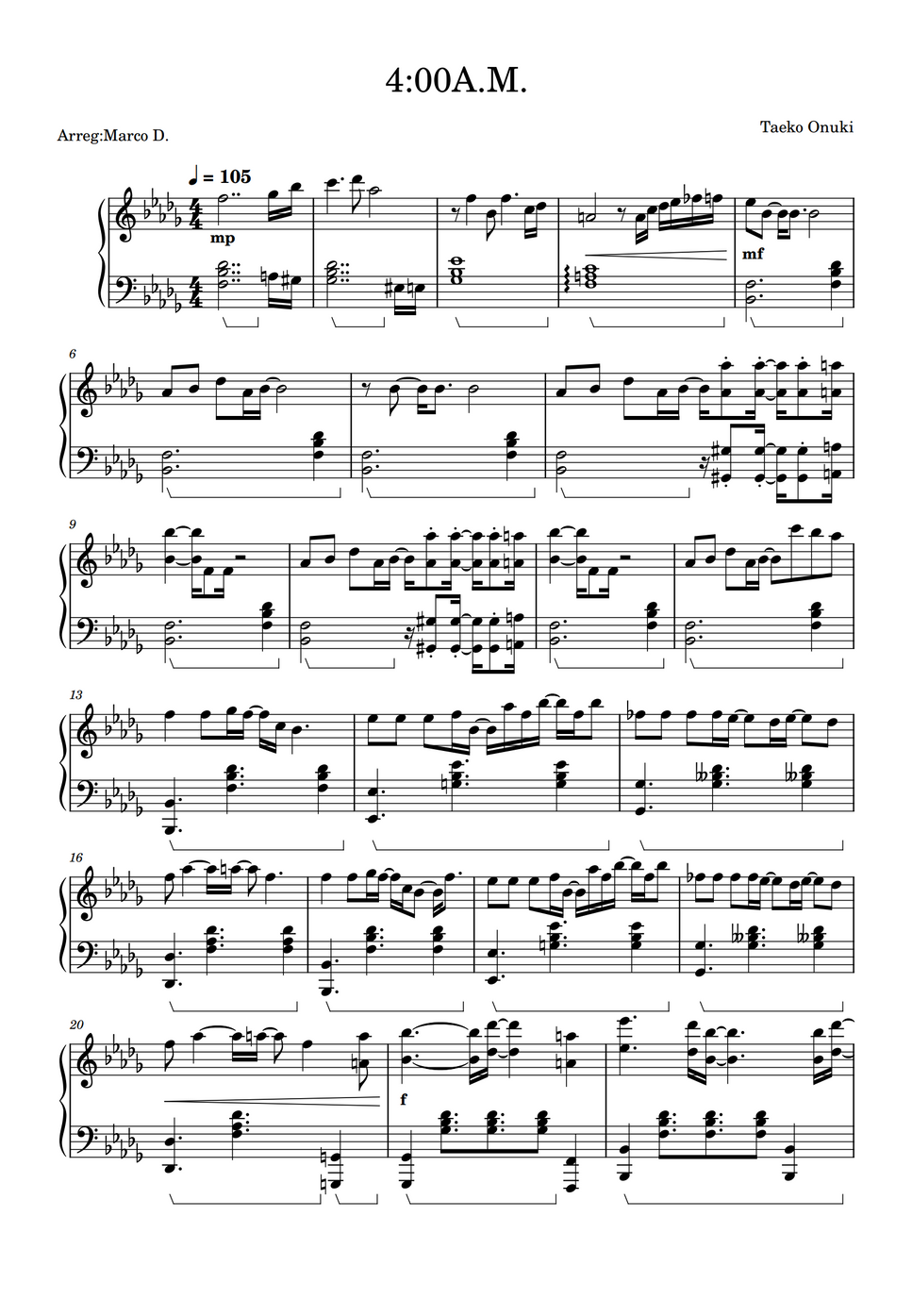 Taeko Ohnuki - 4:00A.M. Partition musicale by Marco D.