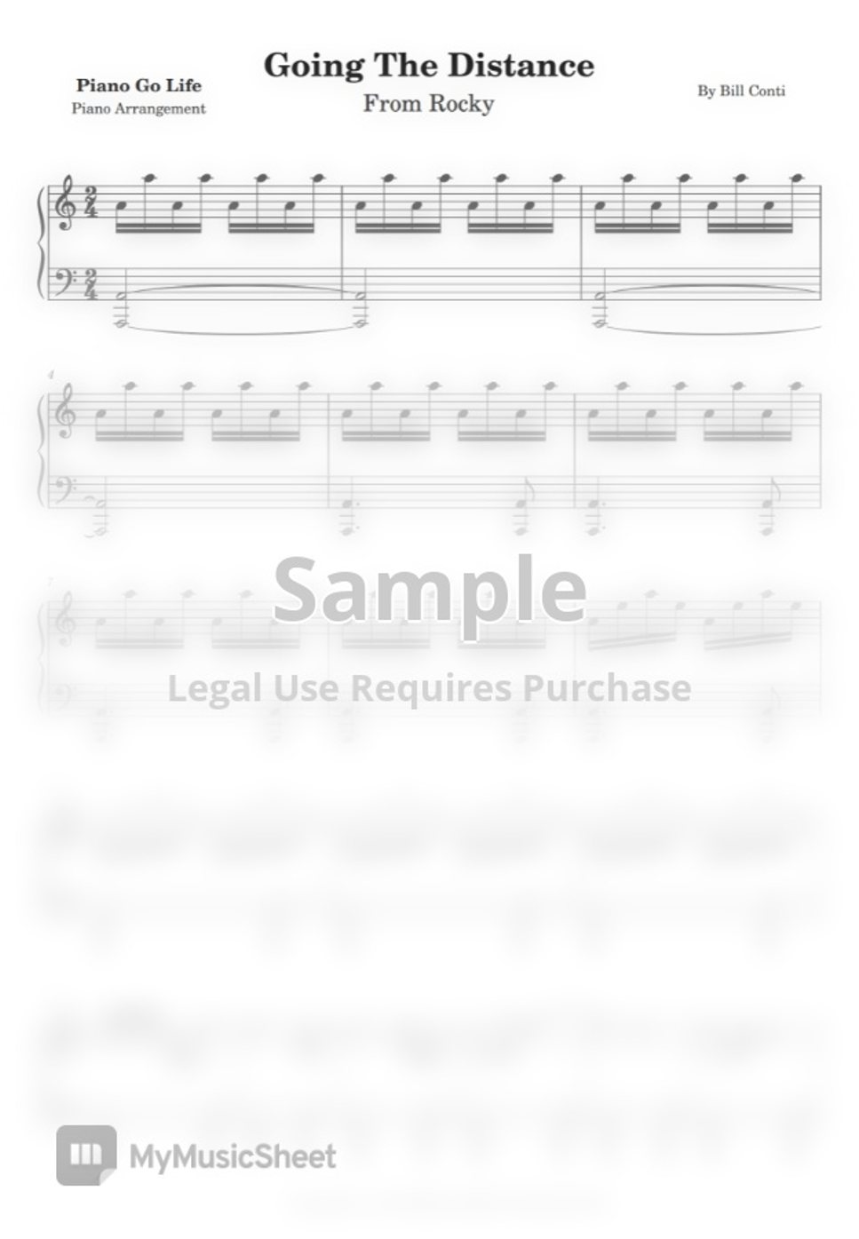 Bill Conti - Going The Distance Partition musicale by Piano Go Life