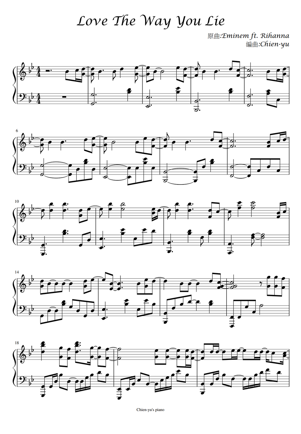 Eminem ft. Rihanna - Love The Way You Lie by Chien-yu Nuty