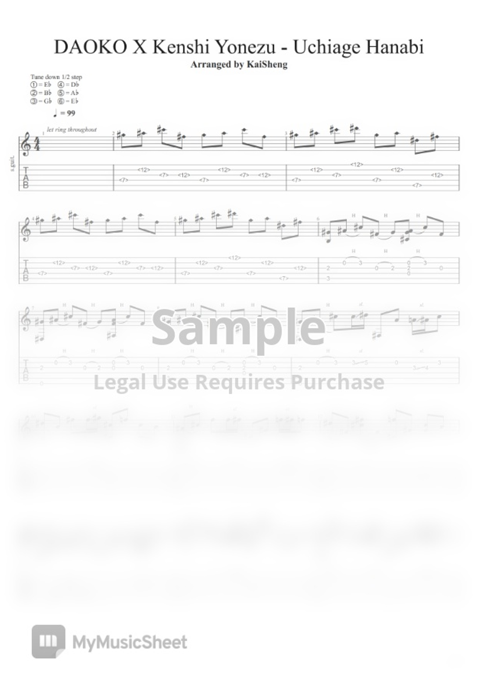 DAOKO x Kenshi Yonezu - Uchiage Hanabi (Fireworks) TAB by KaiSheng