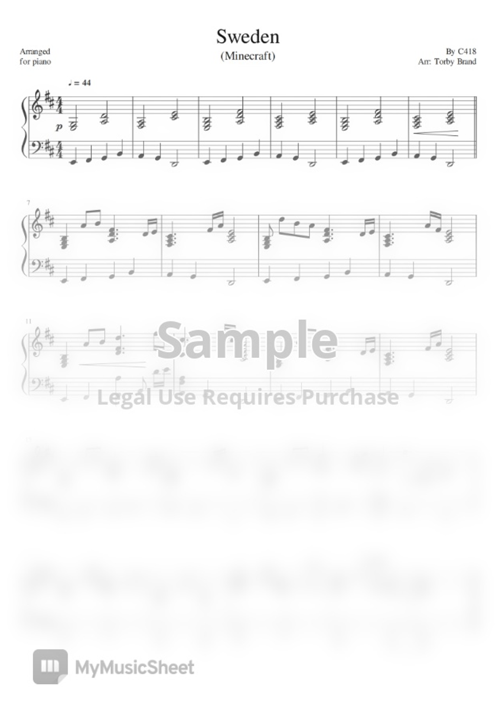 Minecraft - Sweden by Torby Brand Spartito